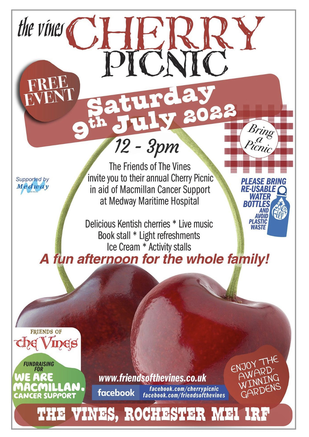 The Vines Cherry Picnic – Sat 9 Jul – Medway Urban Greenspaces Forum